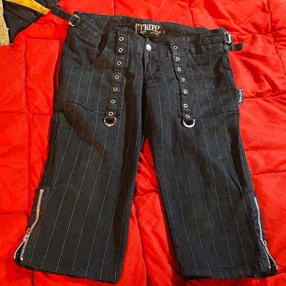 Tripp nyc | Pants & Jumpsuits | Tripp Nyc Black Pinstripe Bondage Capri ...